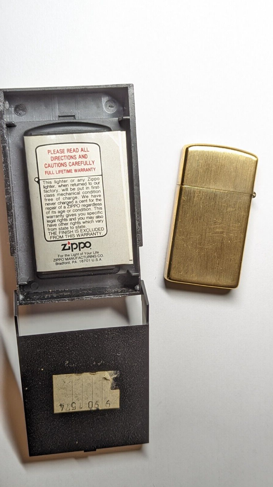 BRASS ZIPPO SLIM LIGHTER MONO P | eBay