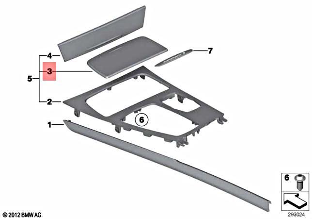 Genuine BMW Hybrid 7L F01 F02 Trim Drinks Holder Fineline Gleaming ...