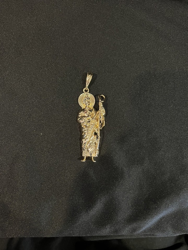 Gold PLATED Mens Womens BIG San Judas Thaddeus St Jude Tadeo Pendant | eBay