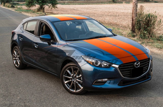 Gloss Color Racing Stripes Vinyl Wrap For Mazda 3 Stripe Sticker 25FT ...