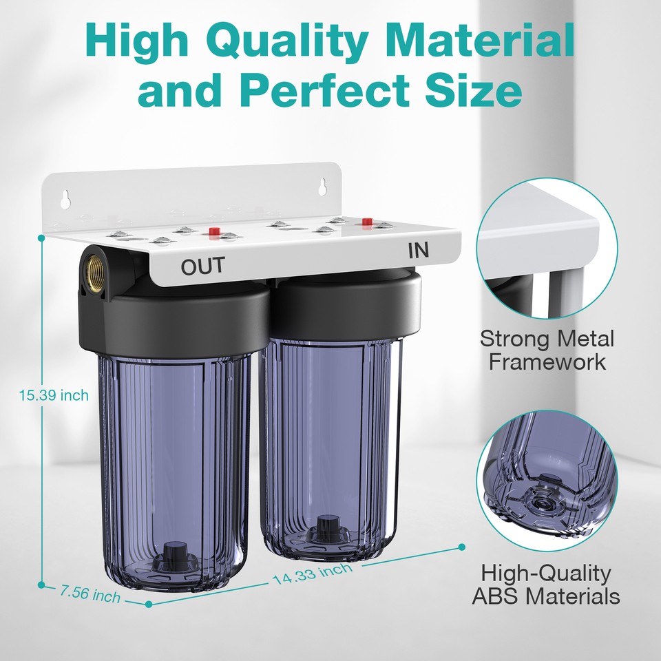 2-Stage 10"x4.5" Big Blue Whole House Water Filter System Carbon ...