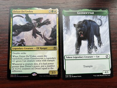 1x FOIL DRIZZT DO'URDEN + GUENHWYVAR - Forgotten Realms - MTG - Magic ...