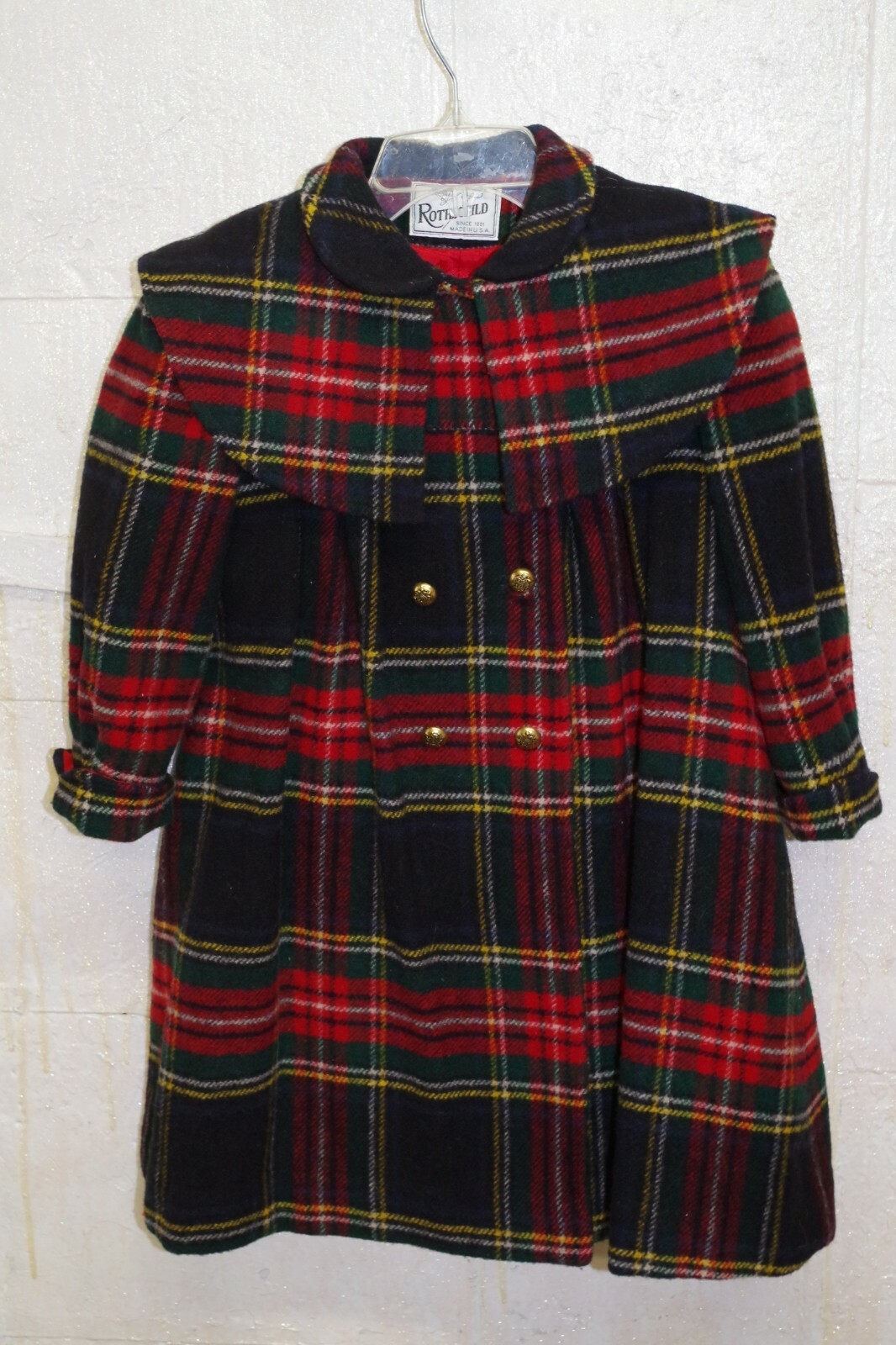 EE Vintage Rothschild Red Scotch Plaid Coat Girls 6 W… - Gem