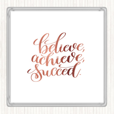 Rose Gold Believe Achieve Succeed Quote Drinks Mat Coaster | eBay UK