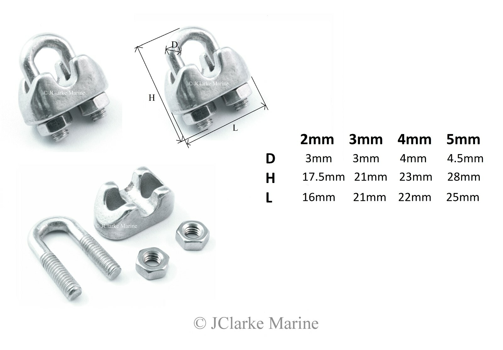 Wire rope clamp thimble simplex duplex 2mm 3mm 4mm 5mm 316 A4 stainless ...