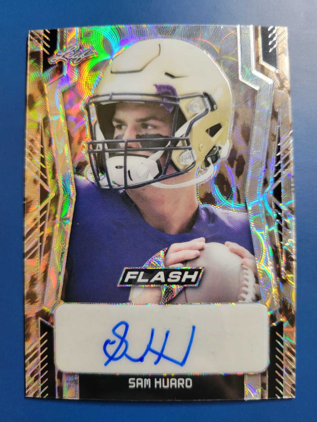 Sam Huard 2022 LEAF FLASH KALEIDOSCOPE LEOPARD ROOKIE RC AUTO #D 2/5 | eBay