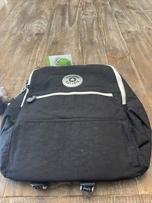 Kipling, Womens Black And White Back Pack With Silver Logo | eBay