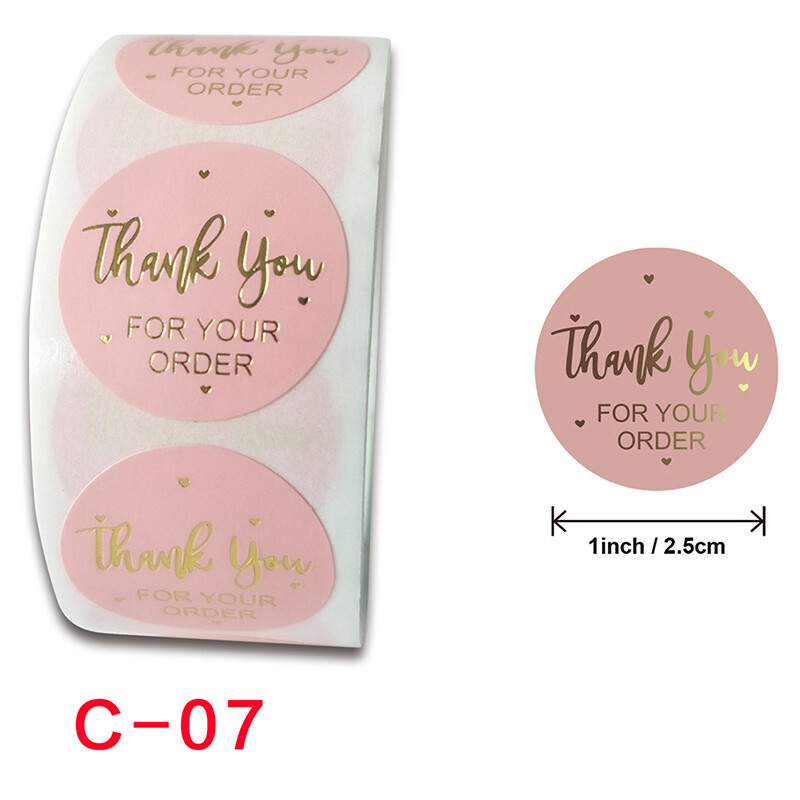 500pcs Pink Thank You For Your Order Sticker Kraft Labels Stick Y# | eBay