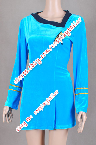 Costume Fits Star Trek TOS Cosplay Female Duty Uniform Blue Dress High ...