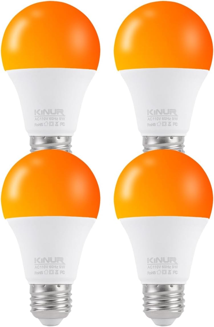 KINUR LED Amber Light Bulbs, A19 9W(60W Equivalent) 1800K E26 Gb090-4p ...