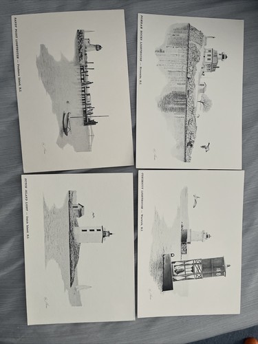 4 Rhode Island Lighthouse Prints C M Silverman Dutch, Conimicut, Sandy ...