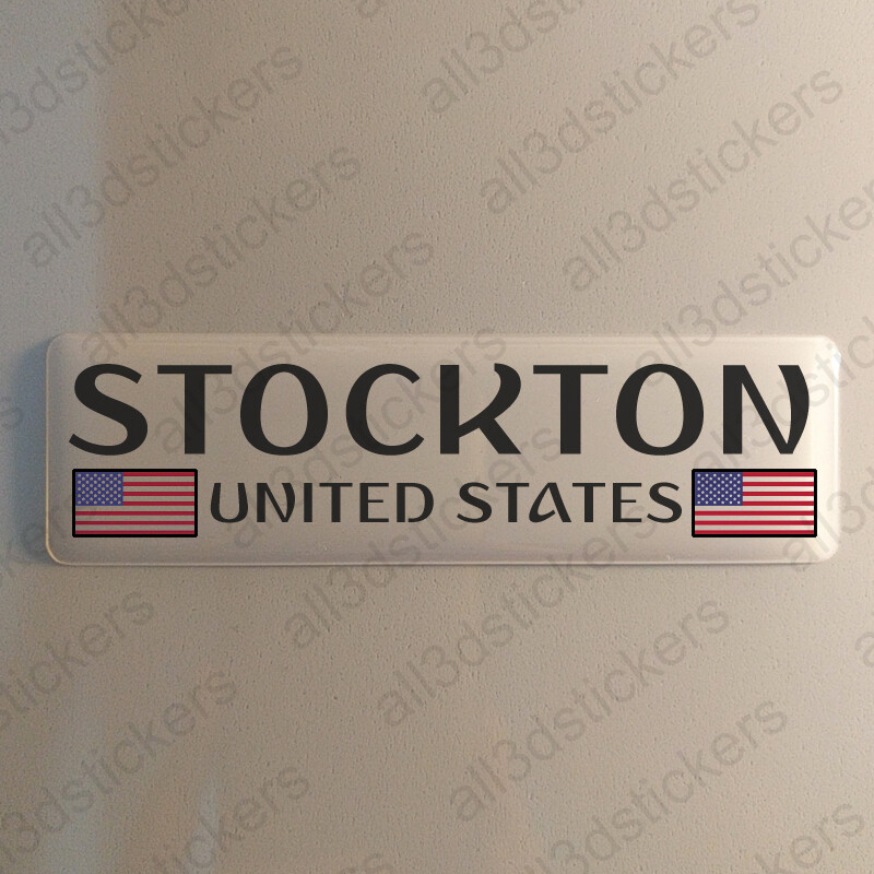 Stockton USA United States Sticker 4.70x1.18" Resin Domed 3D Flag ...