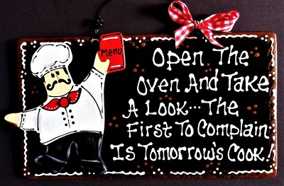 FAT CHEF SIGN Tomorrow's Cook KITCHEN Cucina Bistro Decor Wall Hanger ...
