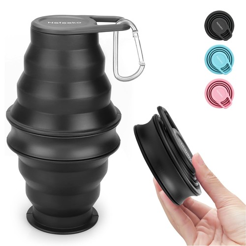Nefeeko Collapsible Water Bottle,17oz(500ml) Reuseable BPA Free Sil ...