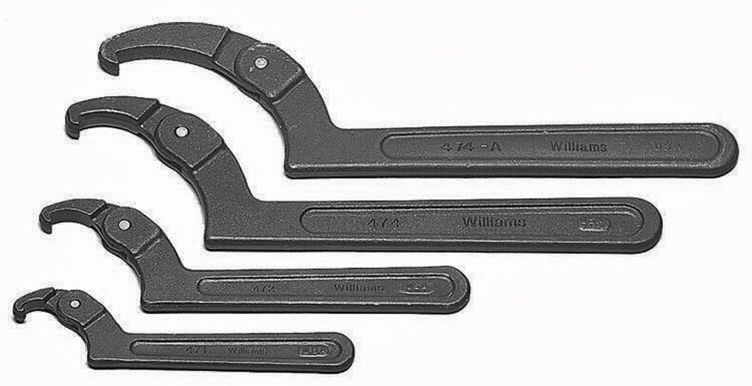 Williams WS-474 Adjustable Hook Spanner Wrench Set - Black, 4-Piece for ...