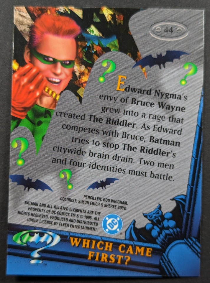 Batman Forever 1995 The Riddler Fleer Metal Card #44 (NM) | eBay