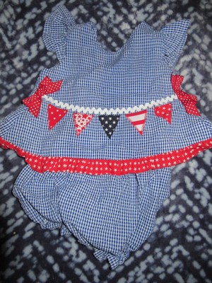euc Funtasia Too red white blue flag applique top bloomer set baby ...