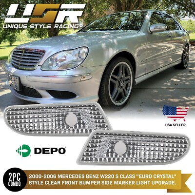 Clear Front Bumper Side Marker Light For 2000-2006 Mercedes W220 S430 ...