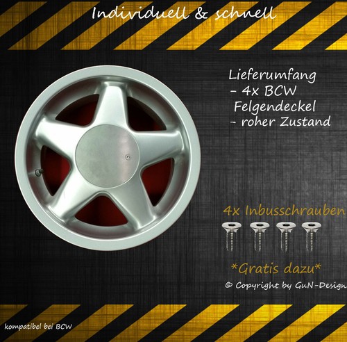 BCW Felgendeckel geeignet für BCW- Powertech flach 1-Satz = 4 Deckel 15 ...