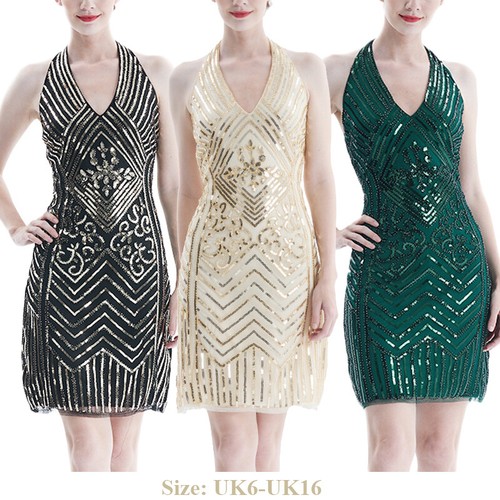 Lady Costume Sequined Flapper Backless Dress Retro Cocktail Gown Latin ...