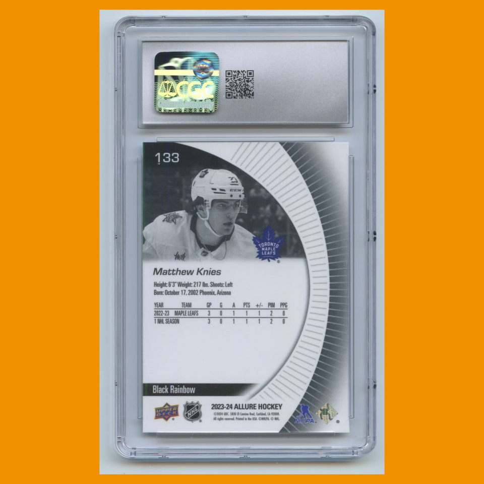 Matthew Knies Rookie #133 2023 Allure Black Rainbow Toronto Maple Leafs ...