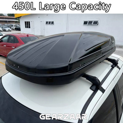 450L 90KG Large Car Cargo Roof Box Hard Top Gloss Black Camping Travel ...