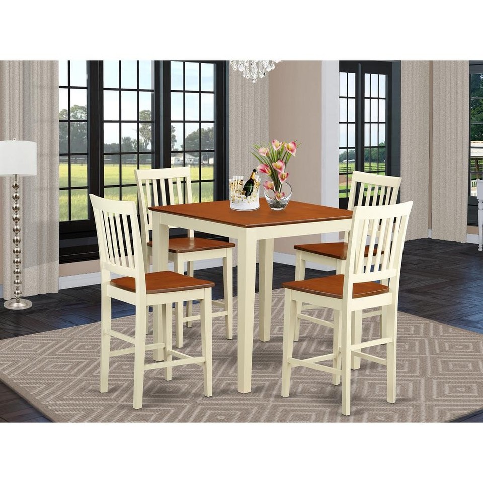 5 Pc Counter height Table-Square pub Table and 4 Kitchen counter ...