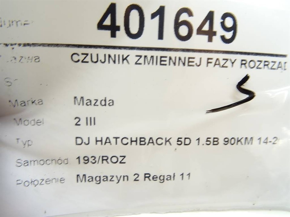 Mazda 2 III Camshaft Variable Sensor DJ FLATBACK 5D 1.5B 90KM 1 Piece ...