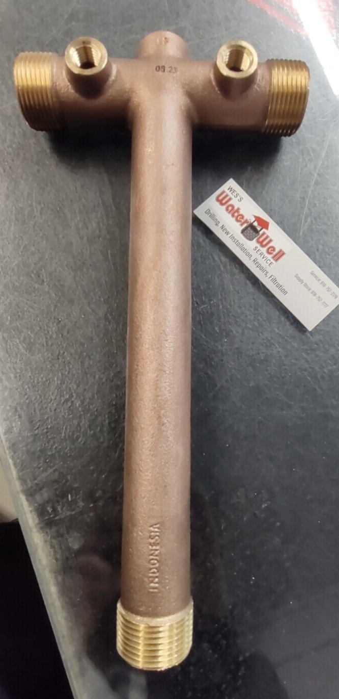 New Merrill No Lead 1" Brass Tank Tee 1/2" Drain 11" Long Cast for ...