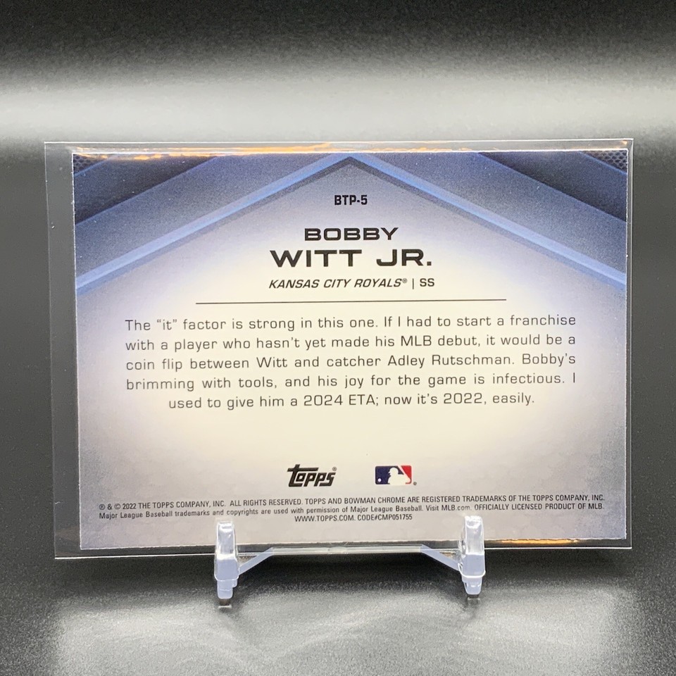 Bobby Witt Jr - 2022 Bowman Chrome Top 100 #BTP-5 Refractor Royals ...