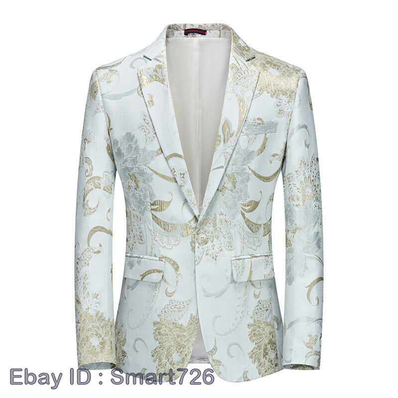 Autumn Men's Stage Performance Jacket One Button Printed Coat Banquet ...