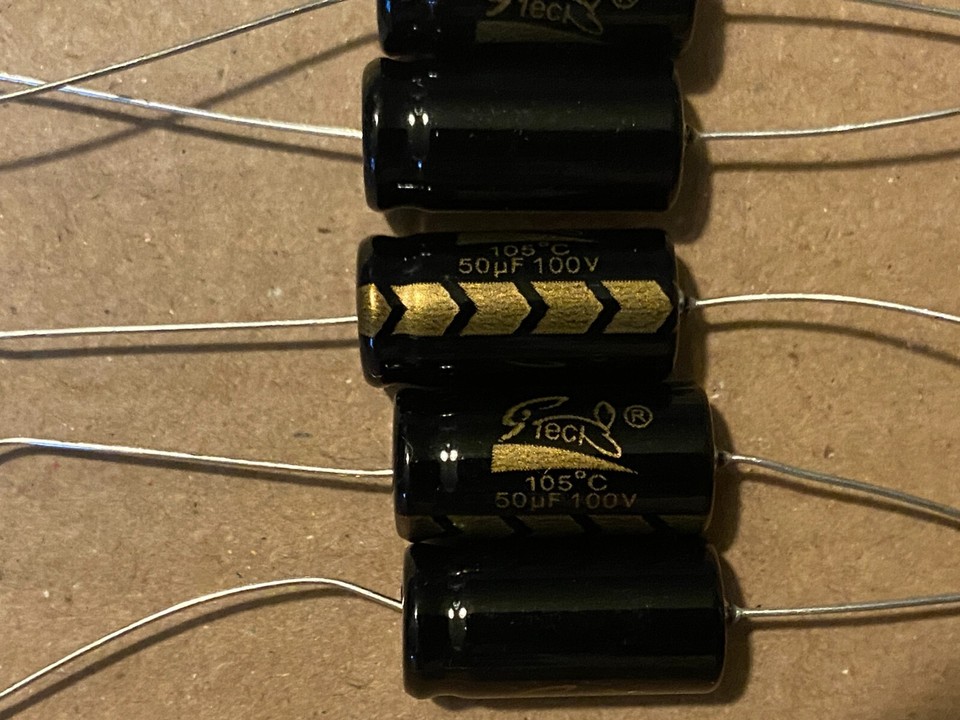 5 New Supertech 50 uf 100v Axial Capacitors Guitar Tube Amp & Stereo ...