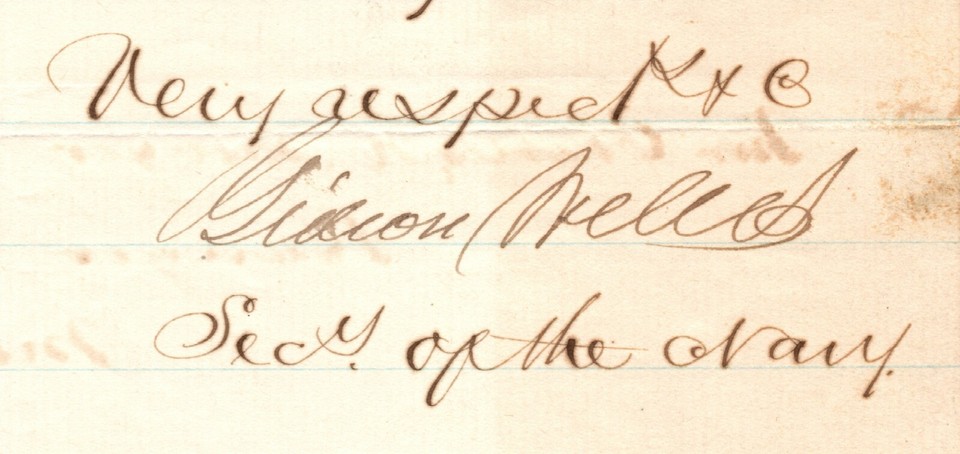 Gideon Welles - Letter Signed - Awards Medal of Honor to Siege Port ...