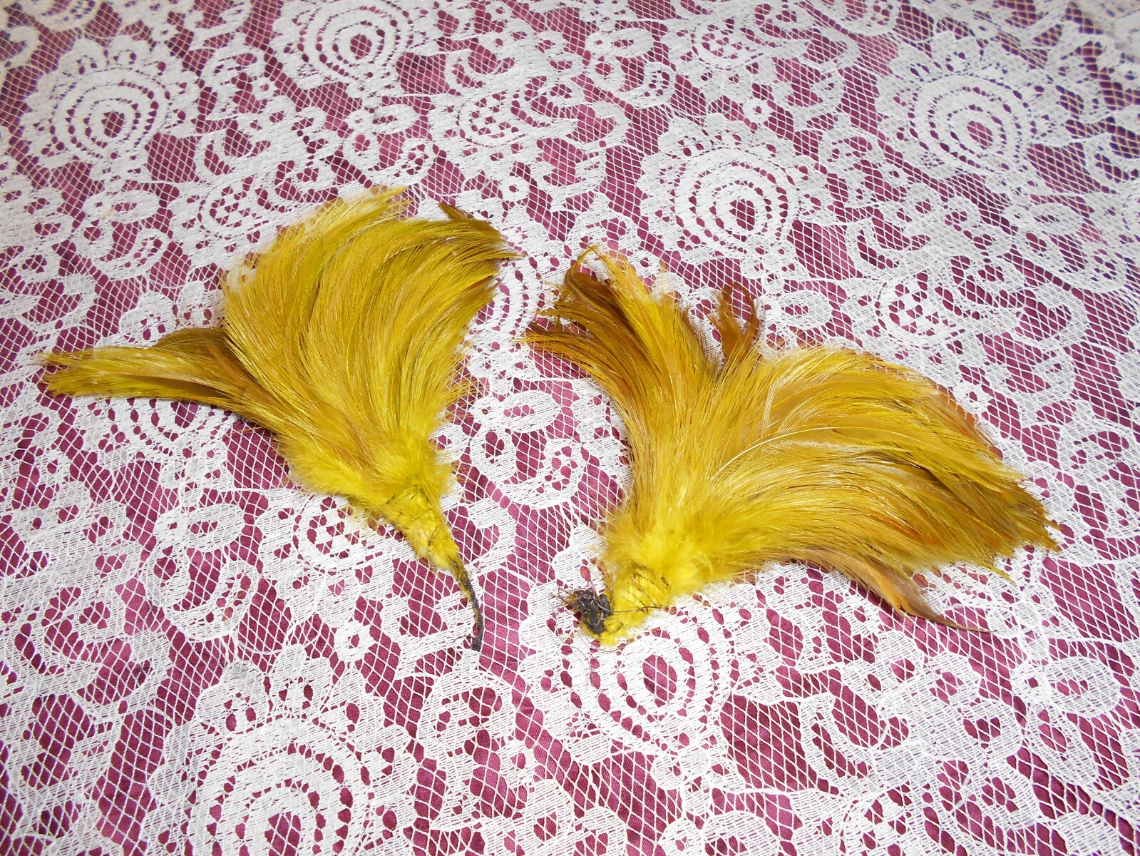 Pair ANTIQUE Feather Plumes VTG MILINERY Feathers Hat… - Gem