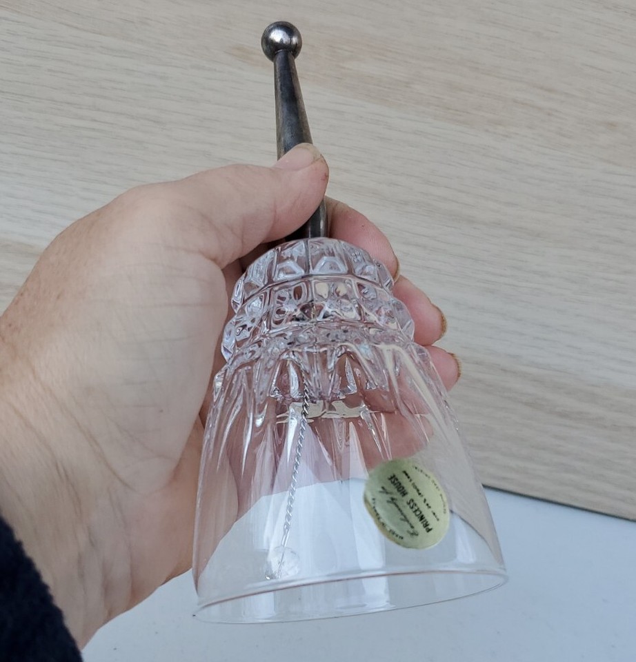 Vtg PRINCESS HOUSE Crystal Bell Silver Handle Made In France 6.5 ...