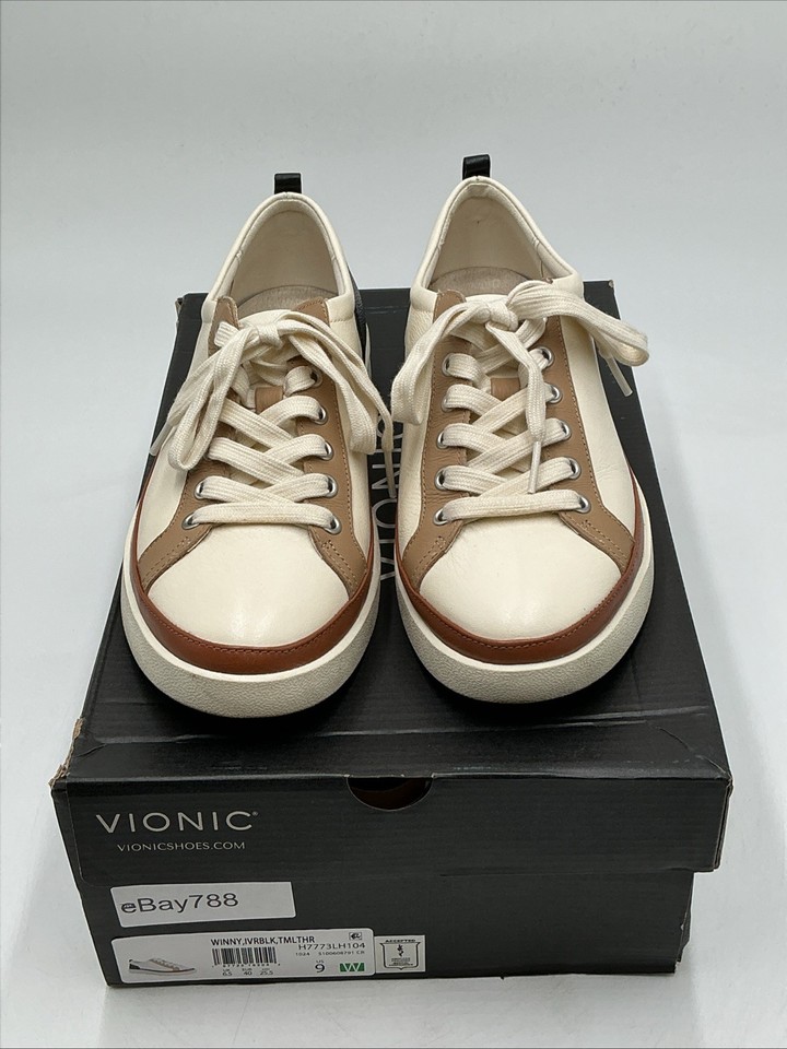 Vionic Winny H7773LH104 Sneakers Women's US 9 Ivory Black Leather Shoes ...
