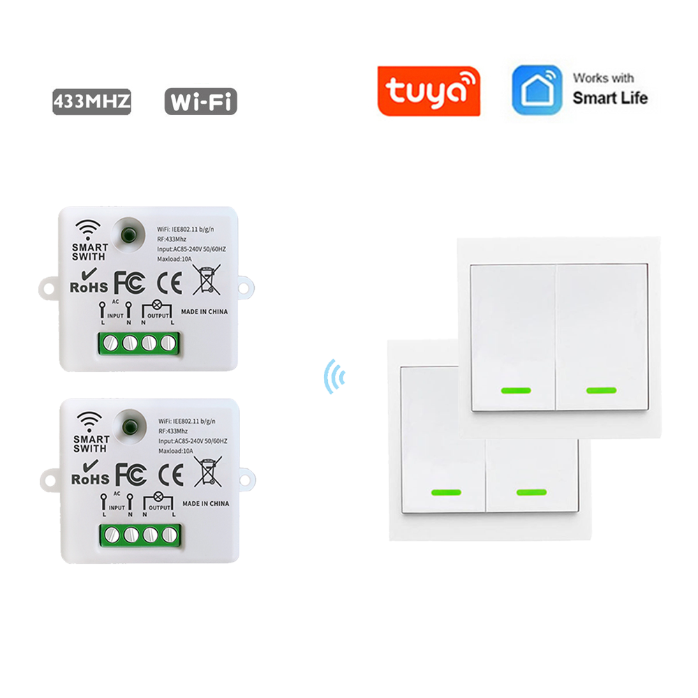 Tuya WiFi RF Smart Switch 433mhz Wall Panel Transmitter Wireless Remote ...