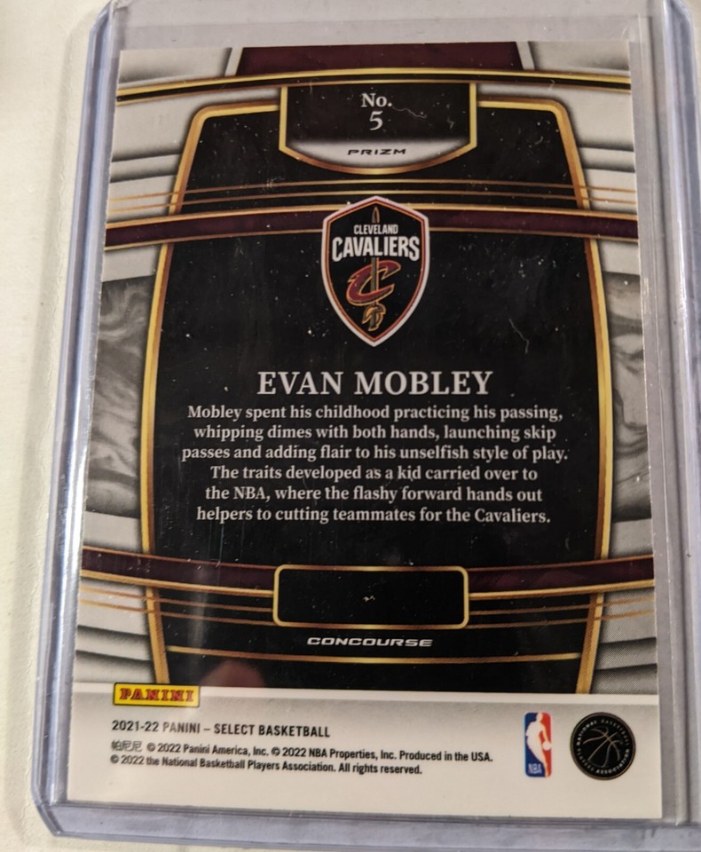 2021-22 Select EVAN MOBLEY Concourse Blue Shimmer Prizm Rookie Rc Card ...
