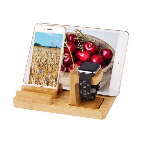 Trexonic Bamboo 4-Port Apple Watch and Iphone Charging Stand with 3 ...