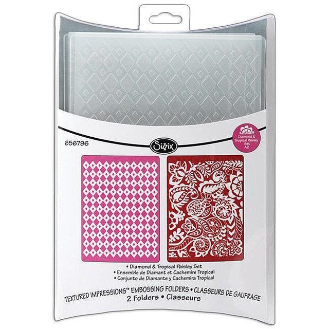 Sizzix Textured Impressions A2 Embossing Folders Diamond & Tropical ...