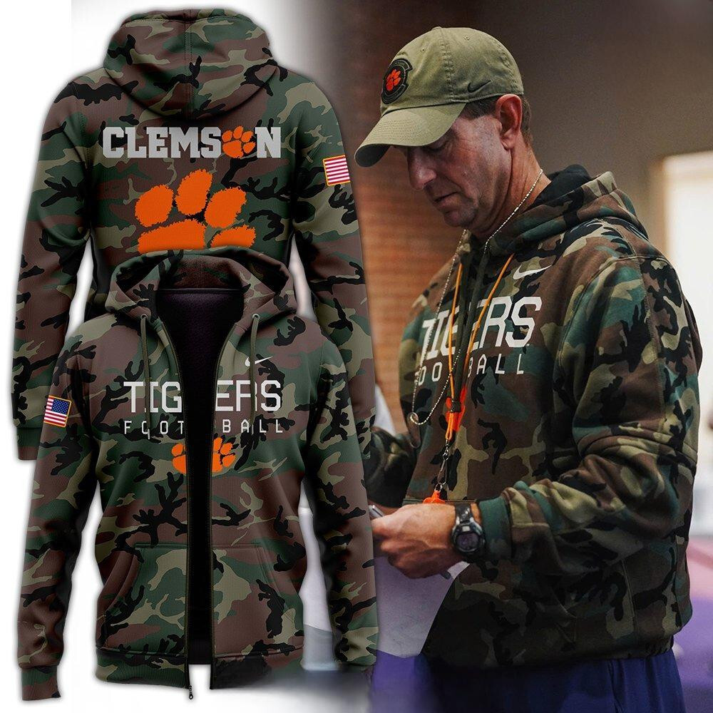Clemson Tigers Military Appreciation 2024 Camo Zip Hoodie | eBay
