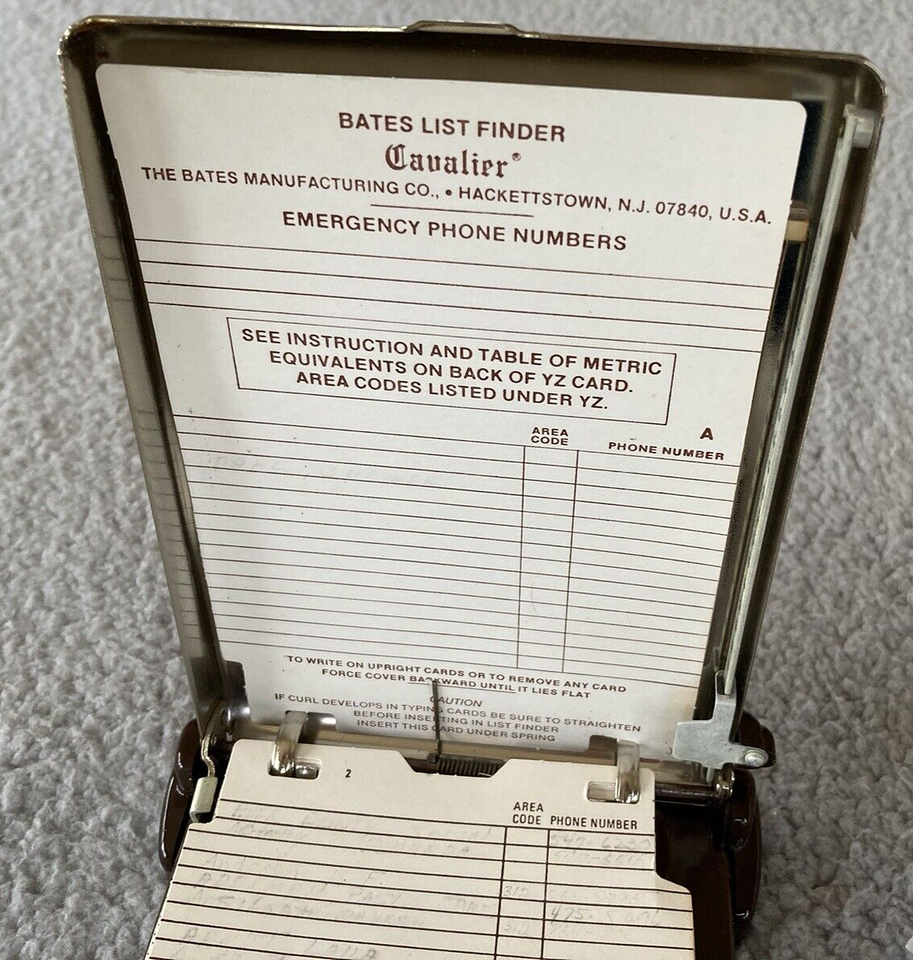 BATES CAVALIER Phone Index Address Book Metal Flip Top Sliding Alphabet ...