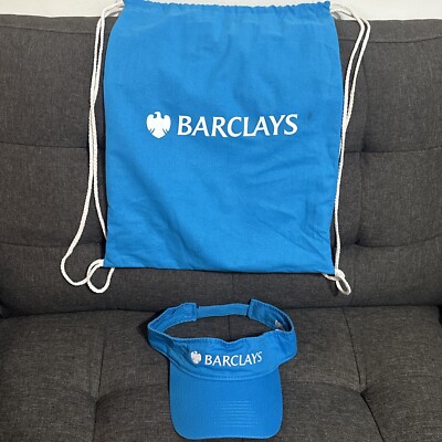 Barclays Center Employee Merch Blue Drawstring Bag And Strap Cap | eBay