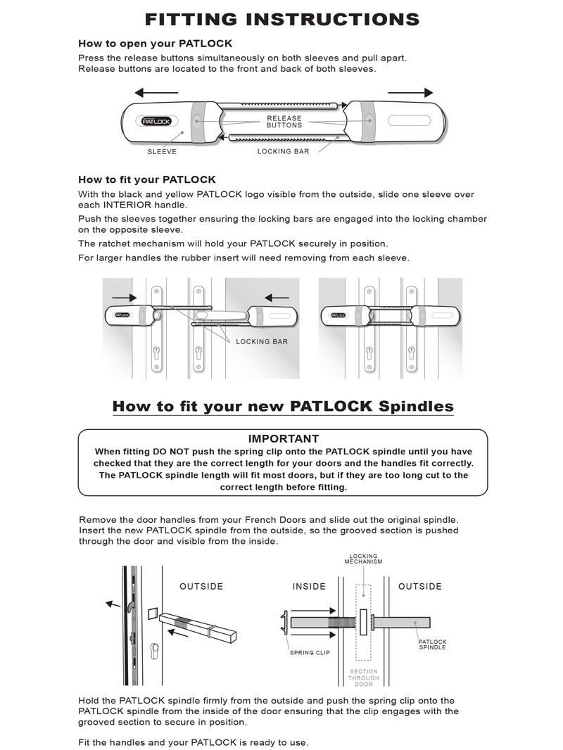 Patlock French Patio Double Doors Security Bolt As Seen On Dragons Den ...