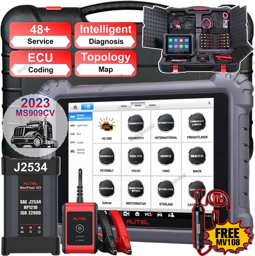 Autel Maxisys CV MS909CV & J2534 Heavy Duty Truck Scanner,Full System ...