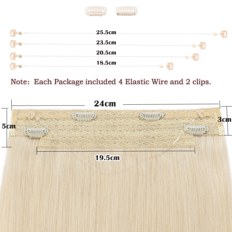Invisible Wire In Real Thick Human Hair Extensions Hidden Headband Hair ...