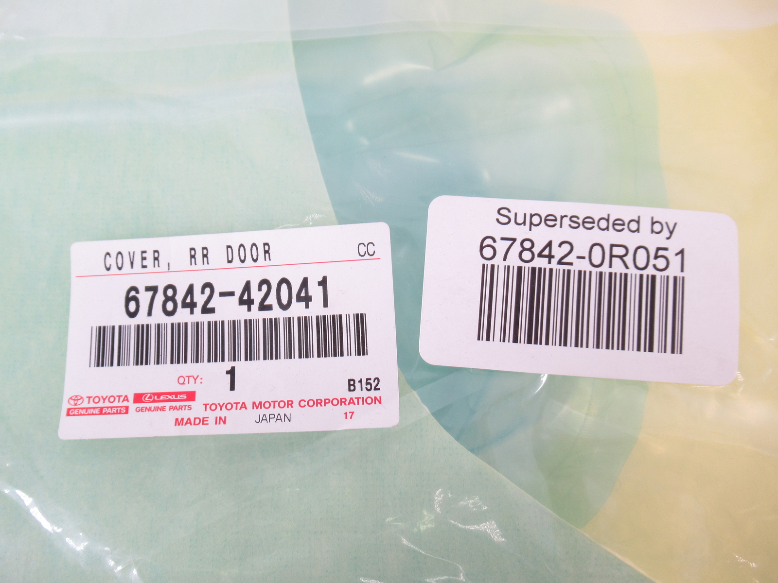 Genuine OEM Toyota 67842-0R051 Driver LH Rear Door Water Shield 2013 ...