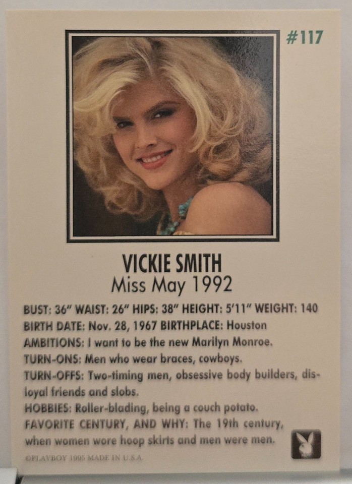 Anna Vickie Nicole Smith ~ Miss May 1992 ~ #117 1995 Card | eBay