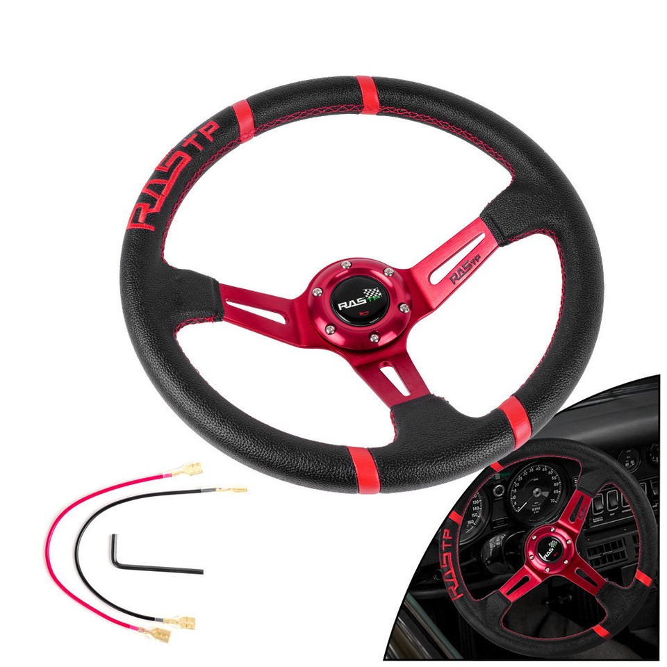 14"Deep Dish Drifting Steering Wheel w/Horn Button & Quick Release ...