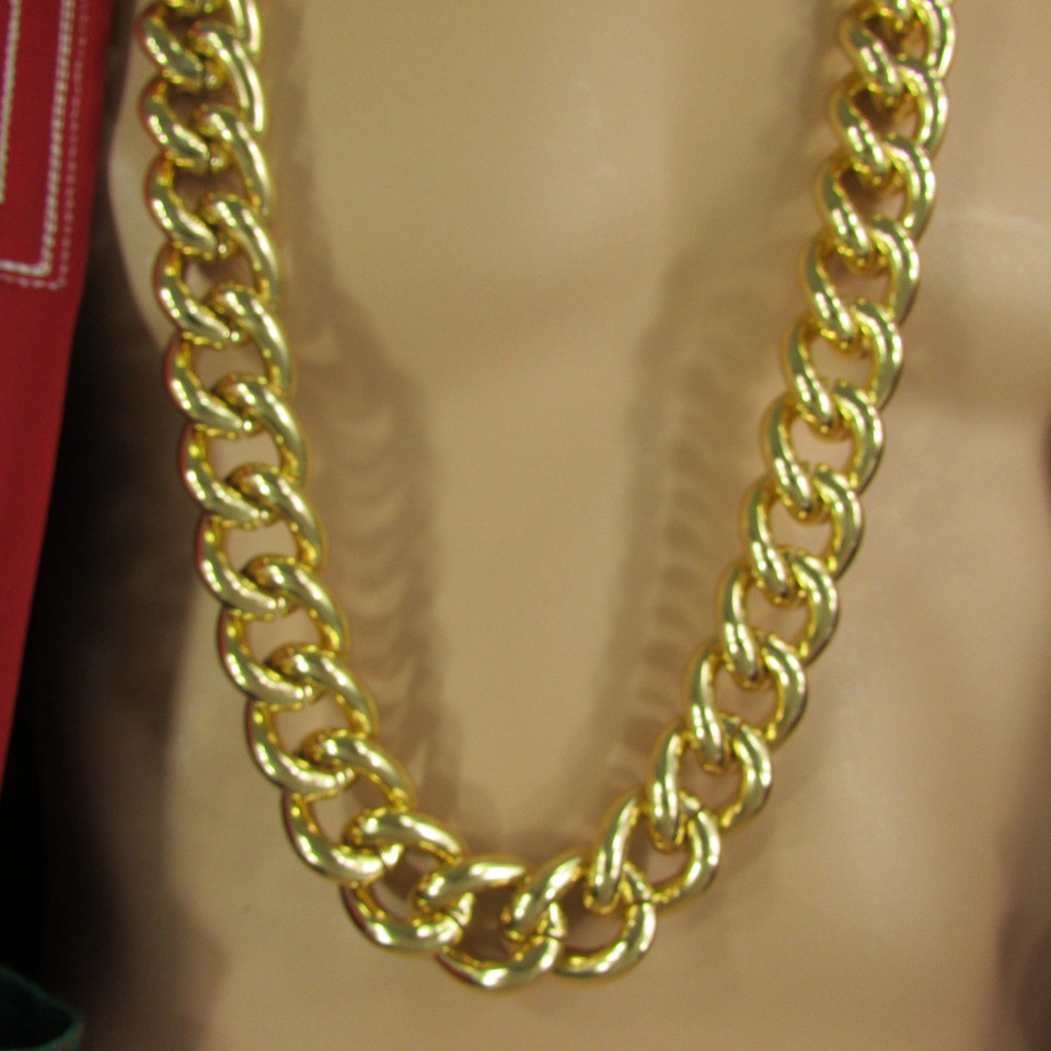 Men Chunky Metal Thick Chain Bold Link Long Fashion Necklace Gold Color ...